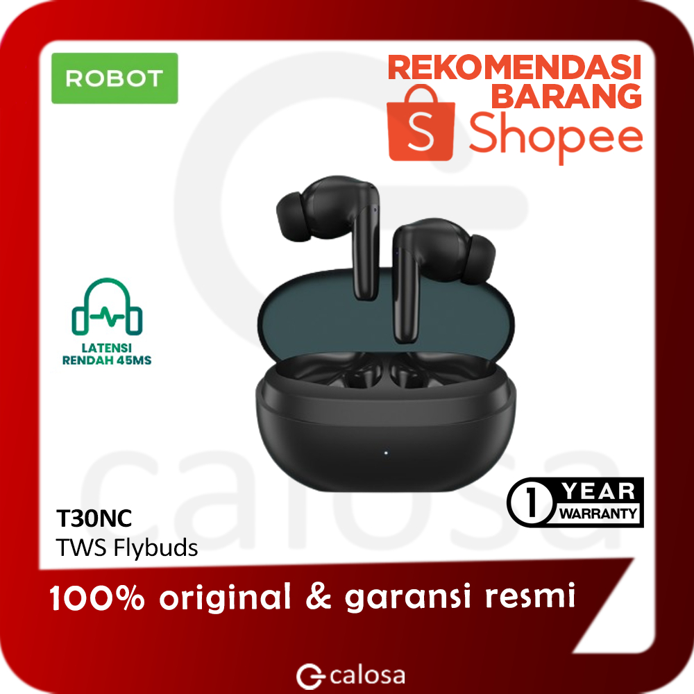 Jual ROBOT TWS Flybuds T30NC Earphone Bluetooth Wireless In-Ear ENC BT ...
