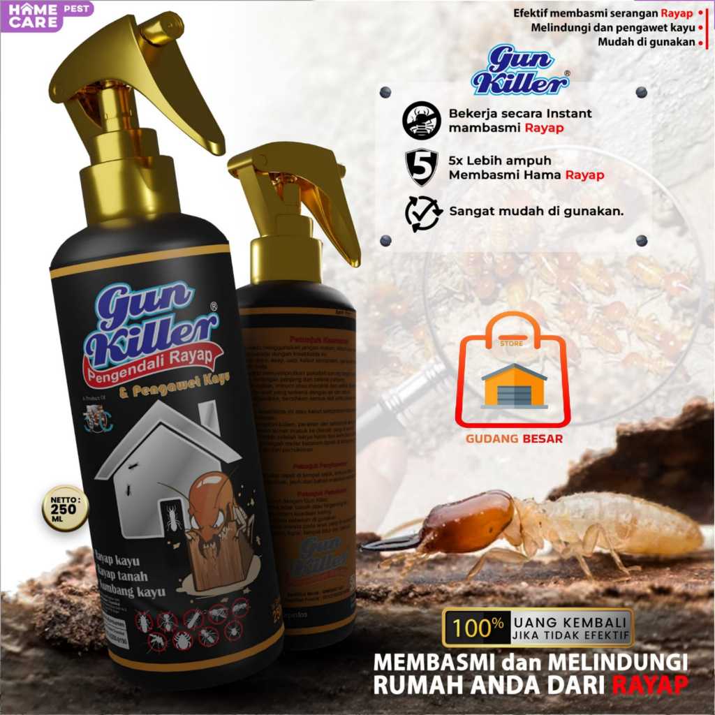 Jual GUN KILLER Pengendali Rayap & Pengawet Kayu Efektif Mengawetkan ...