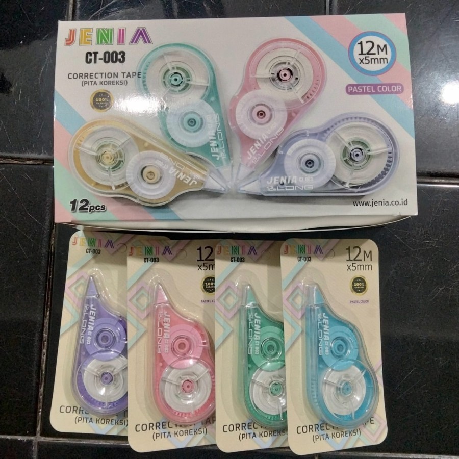 Jual Correction Tape Tipex Kertas Roll Jenia 12M (per pcs) | Shopee ...