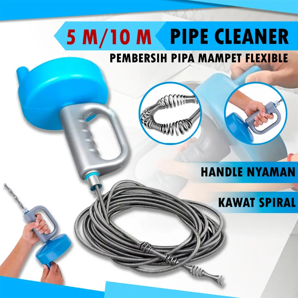 Jual Pipe Cleaner Alat Pembersih Saluran Pipa Tersumbat Mampet 5M 10M 15M Kawat Fleksibel Lentur ...