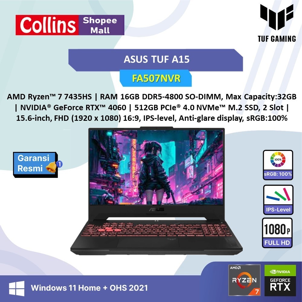 Jual ASUS TUF A15 FA507NVR RYZEN 7 7435HS RTX4060 8GB/ RAM 16GB 512GB ...