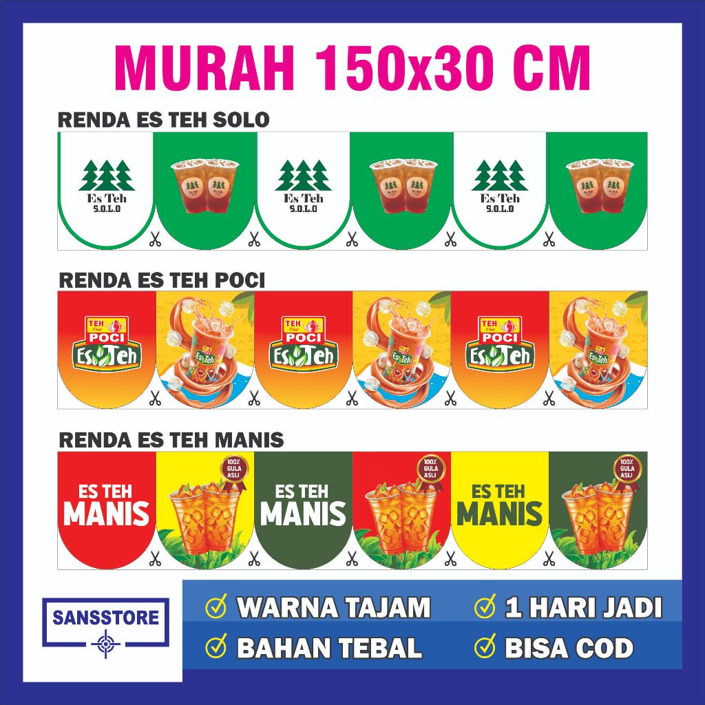 Jual CETAK BANNER RENDA MINUMAN 150X30 CM I SPANDUK | Shopee Indonesia