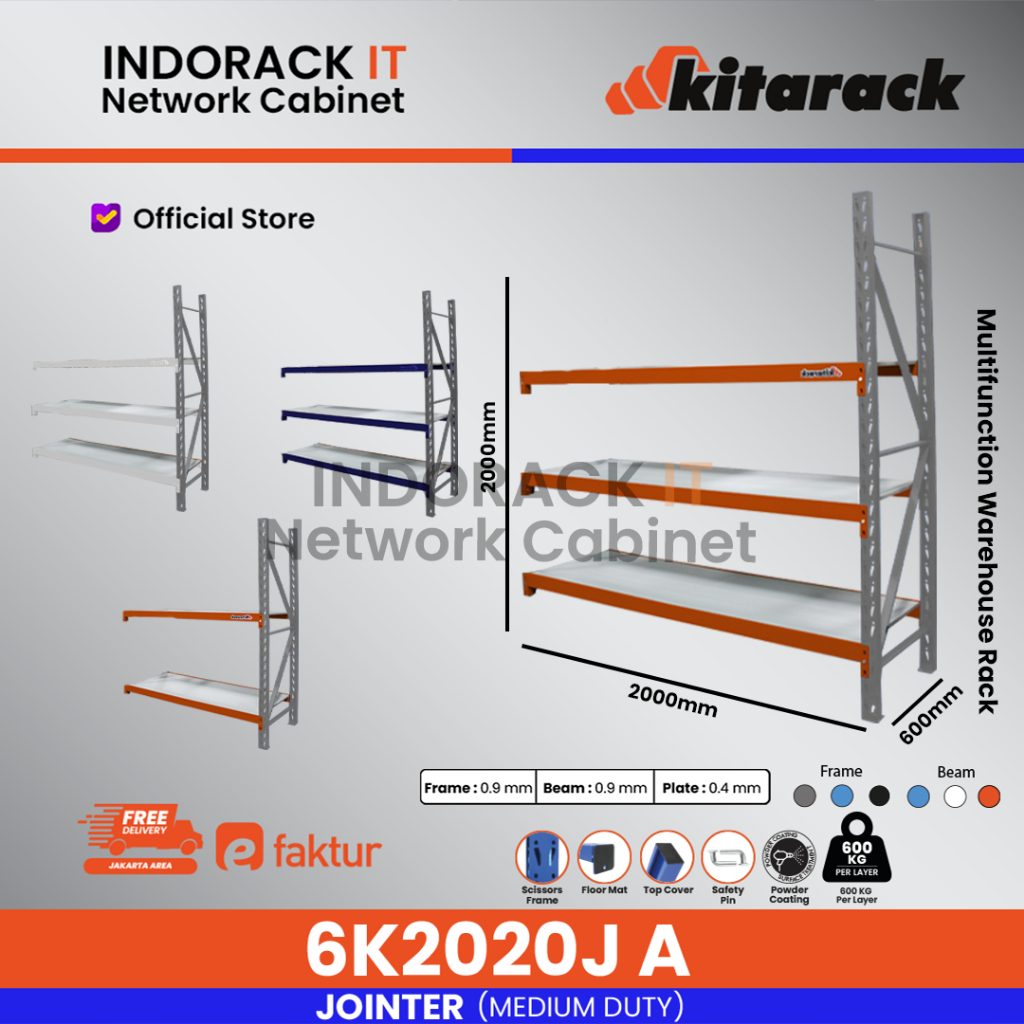 Jual KITARACK Rak Gudang Besi 600kg 2 Meter Rack Gudang 4 Susun Jointer ...