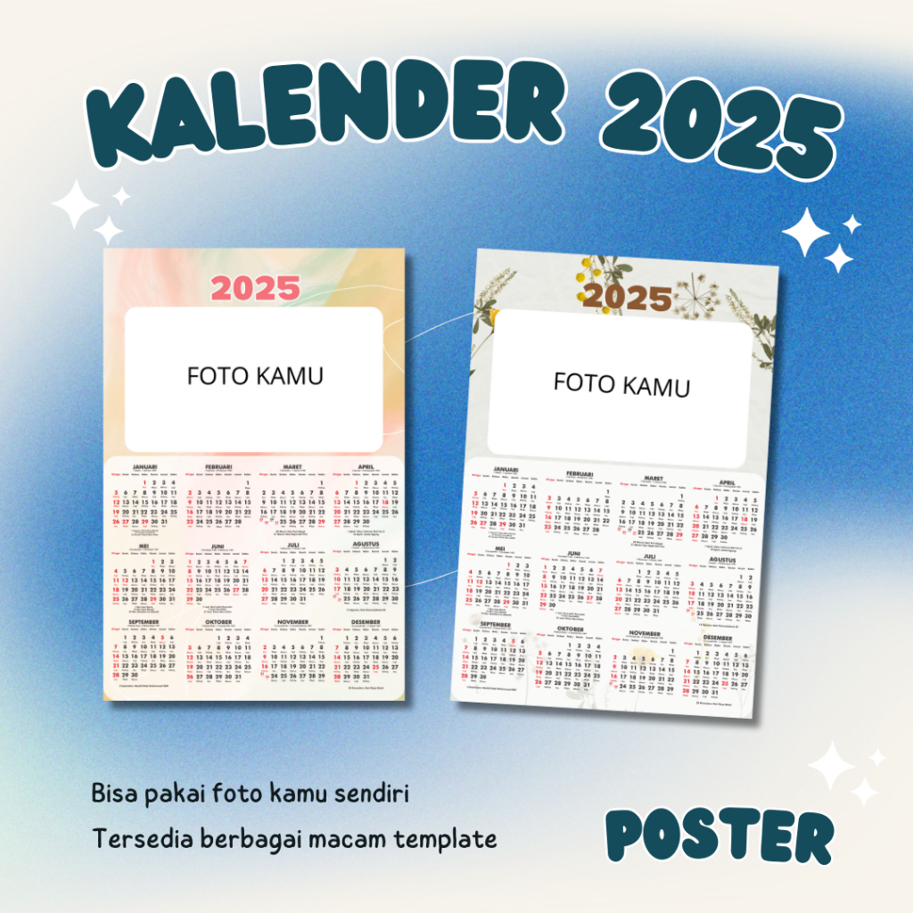 Jual [12 Bulanan A3+] PART 3 Kalender Dinding 2025 Kalender 12 Bulanan Custom Murah Foto Logo ...