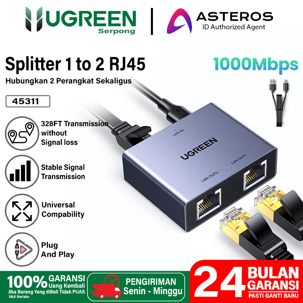 Jual UGREEN RJ45 Splitter 1 to 2 Ethernet Adapter Network High-Speed ...