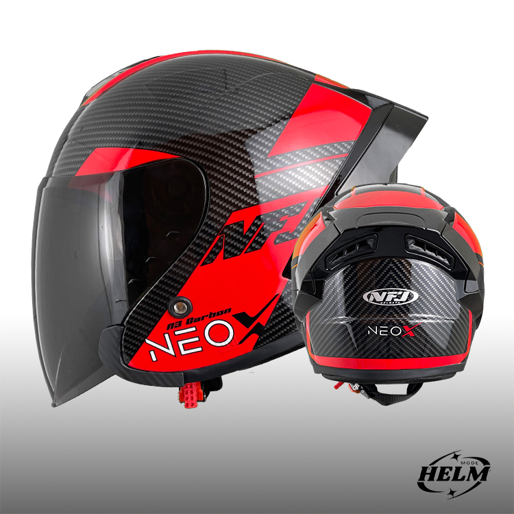Jual NFJ NEOX MOTIF CARBONITE | HELM HALF FACE SOLID | VISOR SMOKE ...