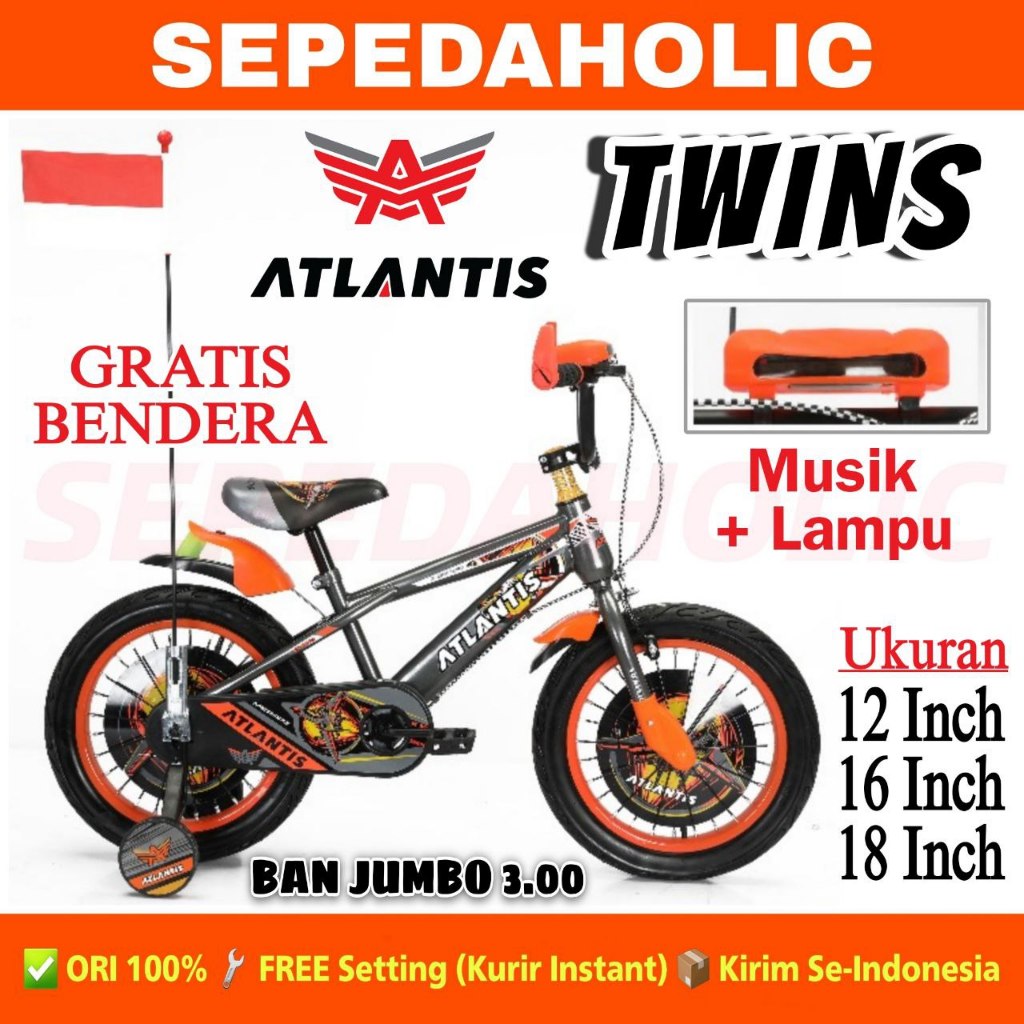 Jual Sepeda Anak Laki Laki 12 16 18 Inch BMX ATLANTIS TWINS / TRENDY ...