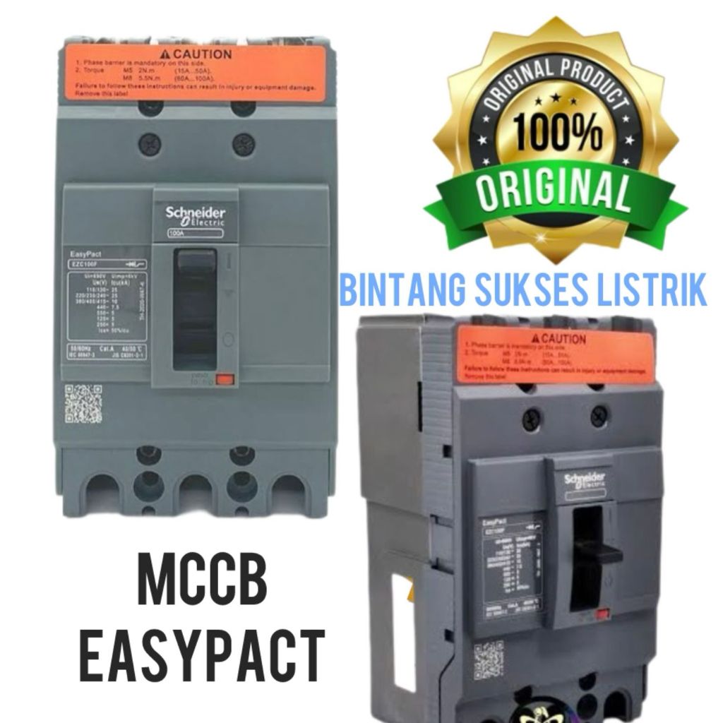 Jual ORIGINAL SCHNEIDER MCCB EasyPact EZC100F 10KA 3P 15A 20A 25A 30A 40A 50A 60A 75A 80A 100A ...