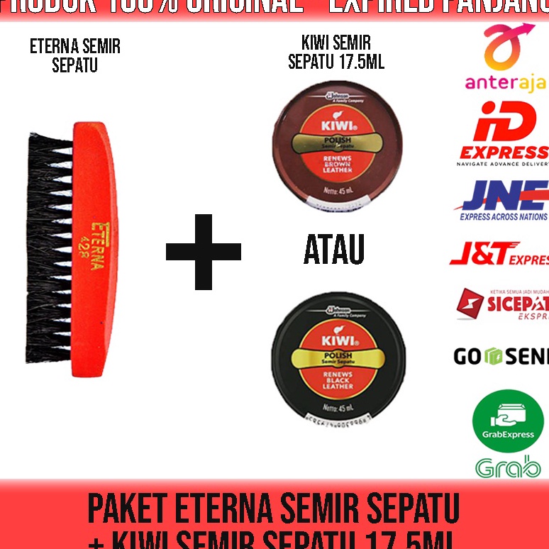 Jual PAKET ETERNA SEMIR SEPATU DAN KIWI SHOES POLISH 175ml HITAM COKLAT | Shopee Indonesia