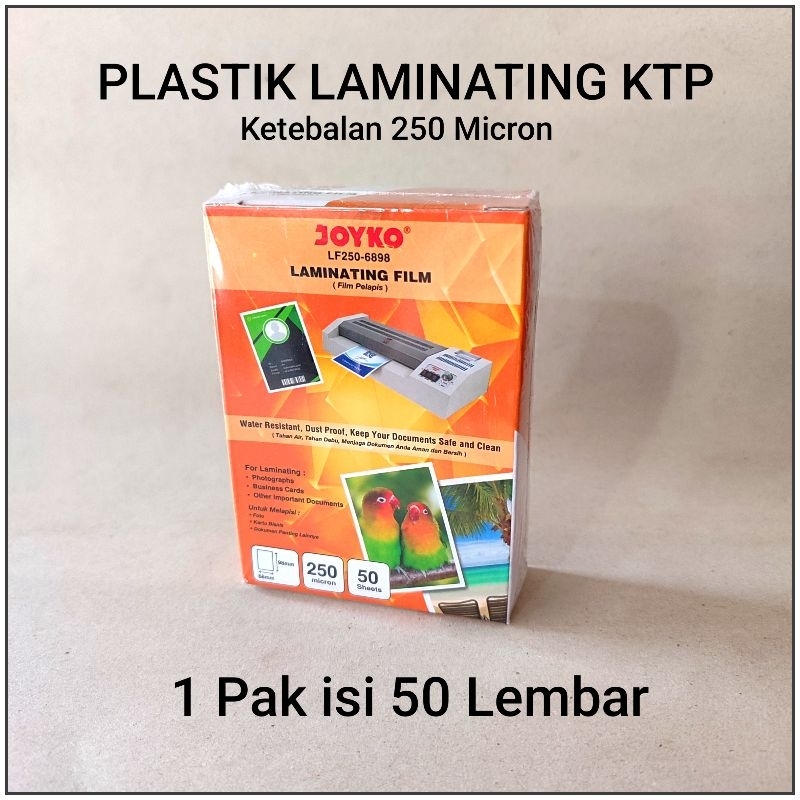 Jual 1 Pak Plastik Laminating KTP 250 Micron JOYKO Isi 50 Sheet ...