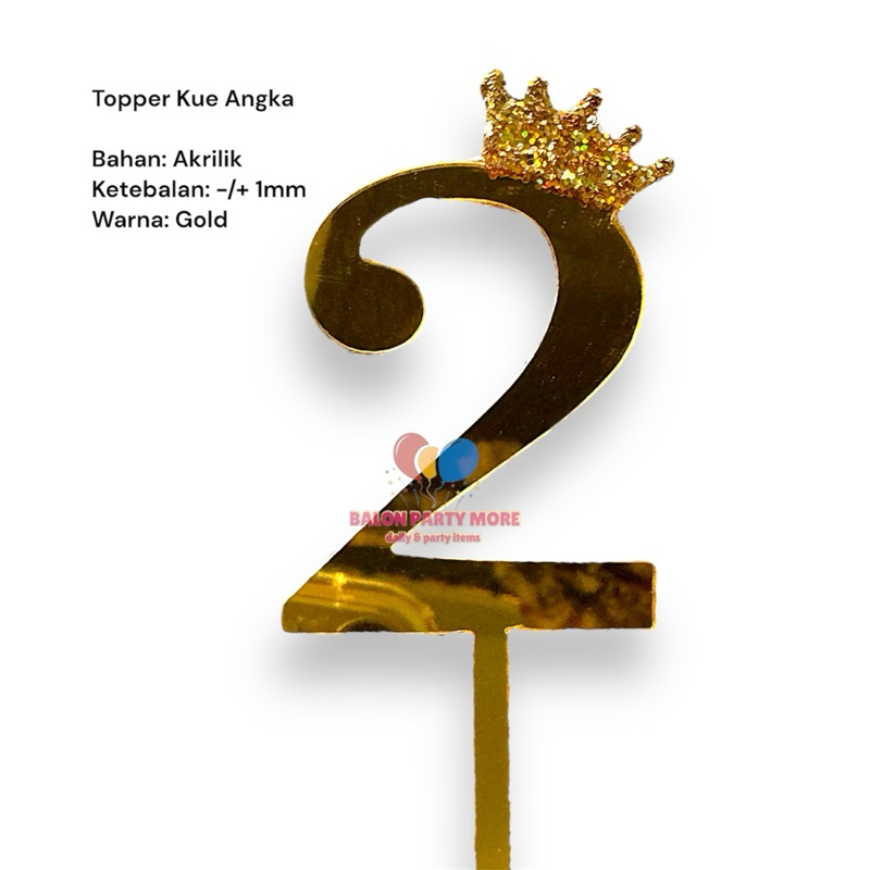 Jual (ANGKA CROWN) Akrilik Cake Topper Happy Birthday Gold Emas ...
