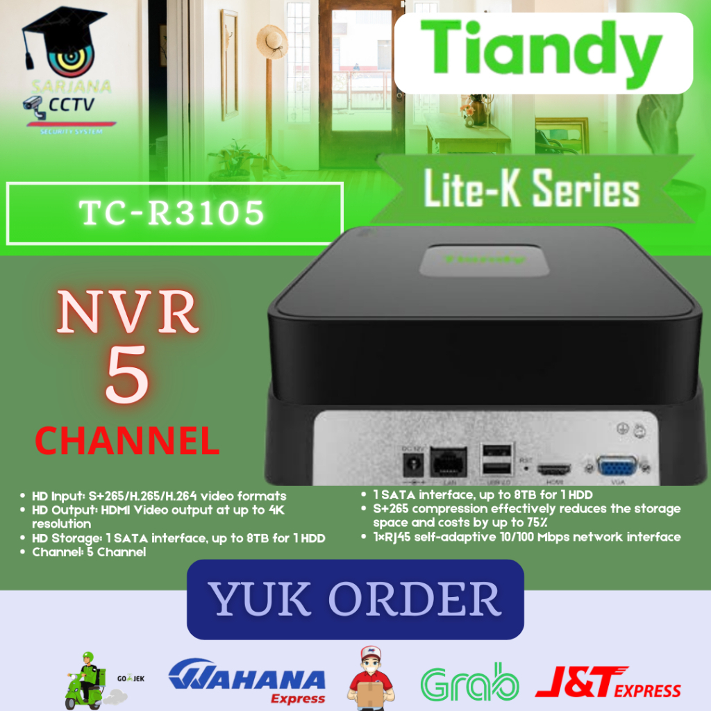 Jual NVR Tiandy TC-R3105 Spec:I/B/L/Eu/V1.1 5ch 1 SATA S+265 Non-PoE Lite | Shopee Indonesia