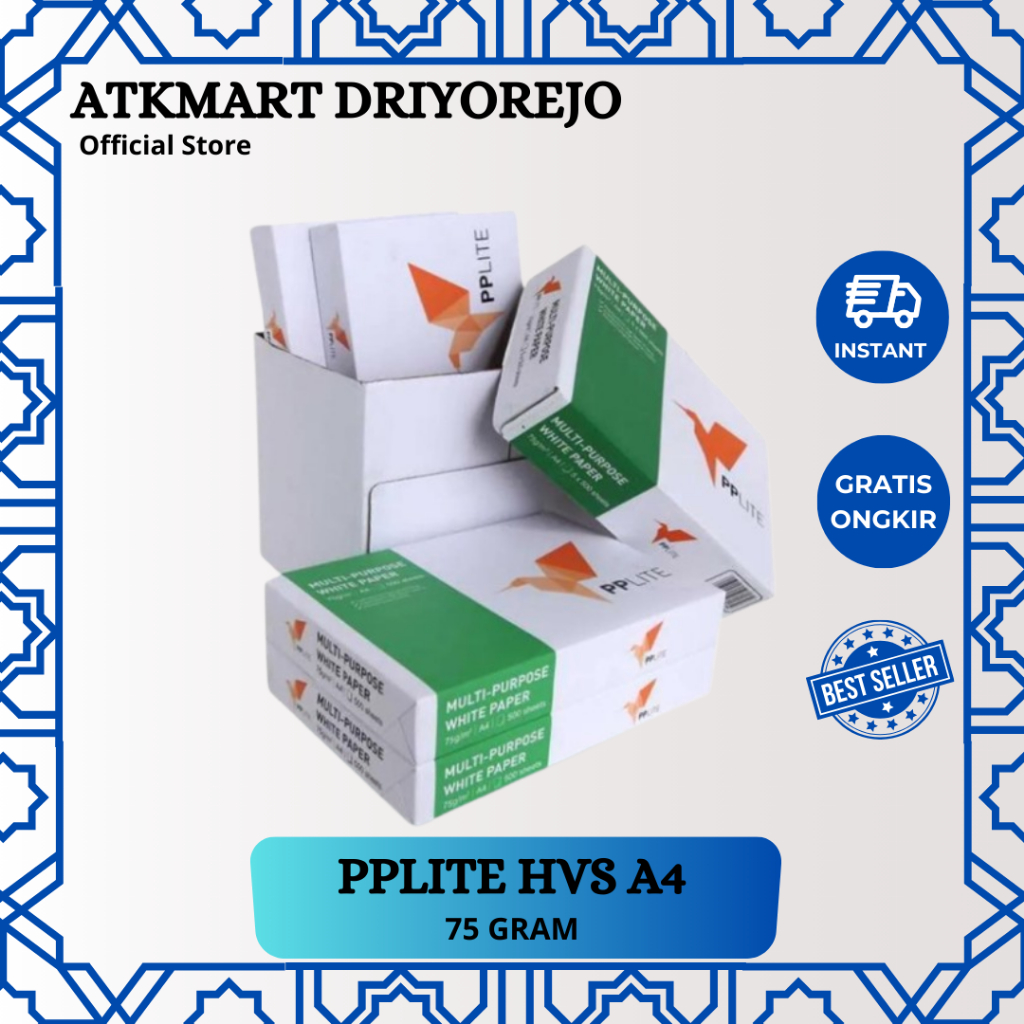 Jual (1 BOX) PP LITE KERTAS HVS A4 75GSM PAPER FOTOCOPY TEBAL 75 GRAM PER KARTON ISI 5 RIM PUTIH ...