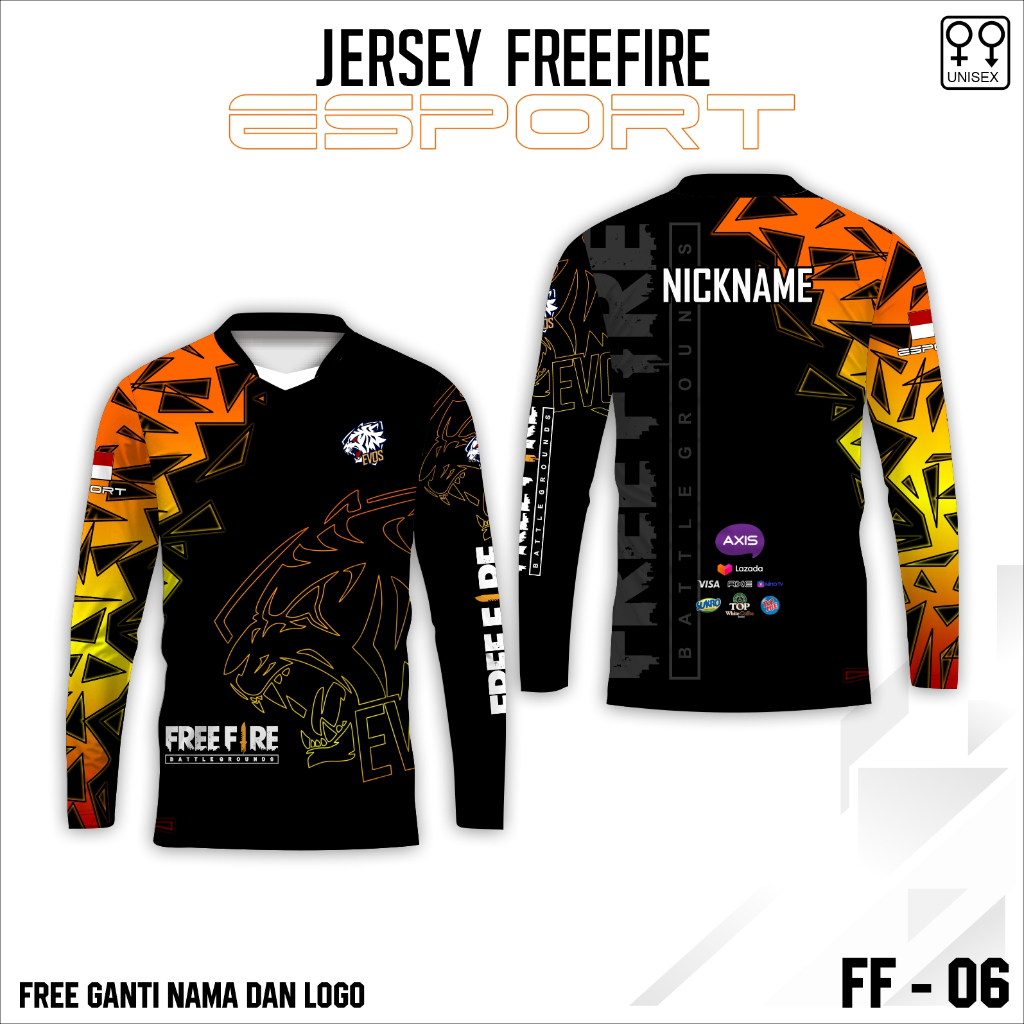 Jual Jersey e sport free fire baju ff game kaos evos lengan panjang ...