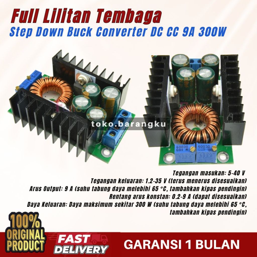 Jual 300W 8A DC-DC ADJUSTABLE STEP DOWN BUCK CONVERTER 5-40V TO 1.2-35V ...