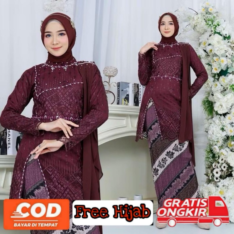 Jual Setelan Kebaya Rosalia Rok Plisket Tille Payet Modern Untuk Acara Pesta Pernikahan dan ...