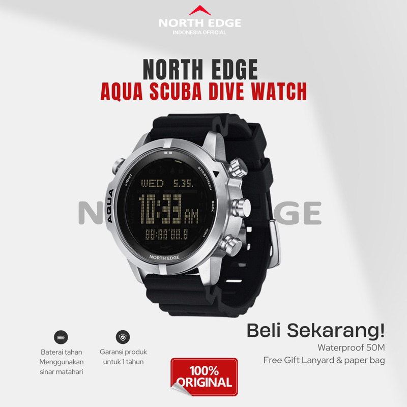 Jual NORTH EDGE AQUA DIVING WACTH 100M SCUBA DIVING ORIGINAL WATCH ...