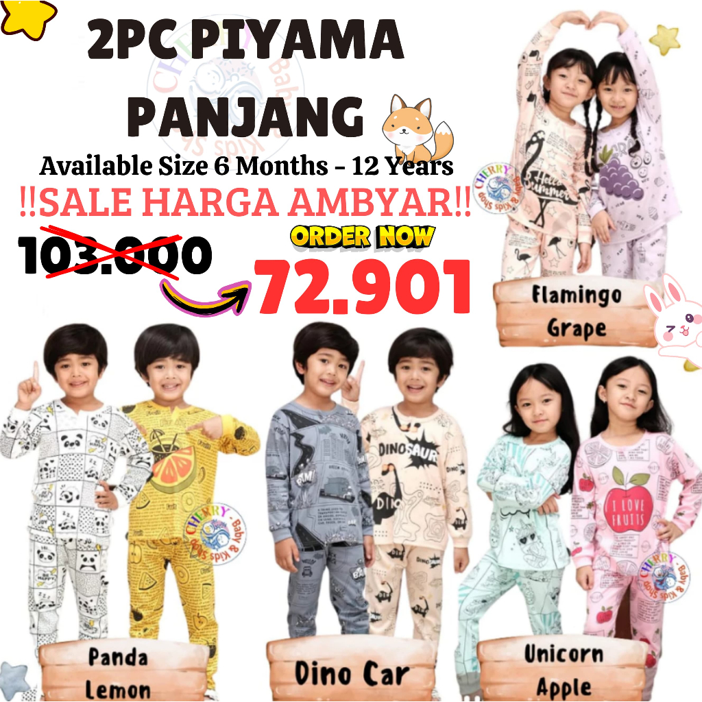 Jual AMBYAR Kazel 2Pcs 1-12 Tahun Piyama Panjang Setelan Piyama Panjang Anak Unisex X Zebe Motif ...