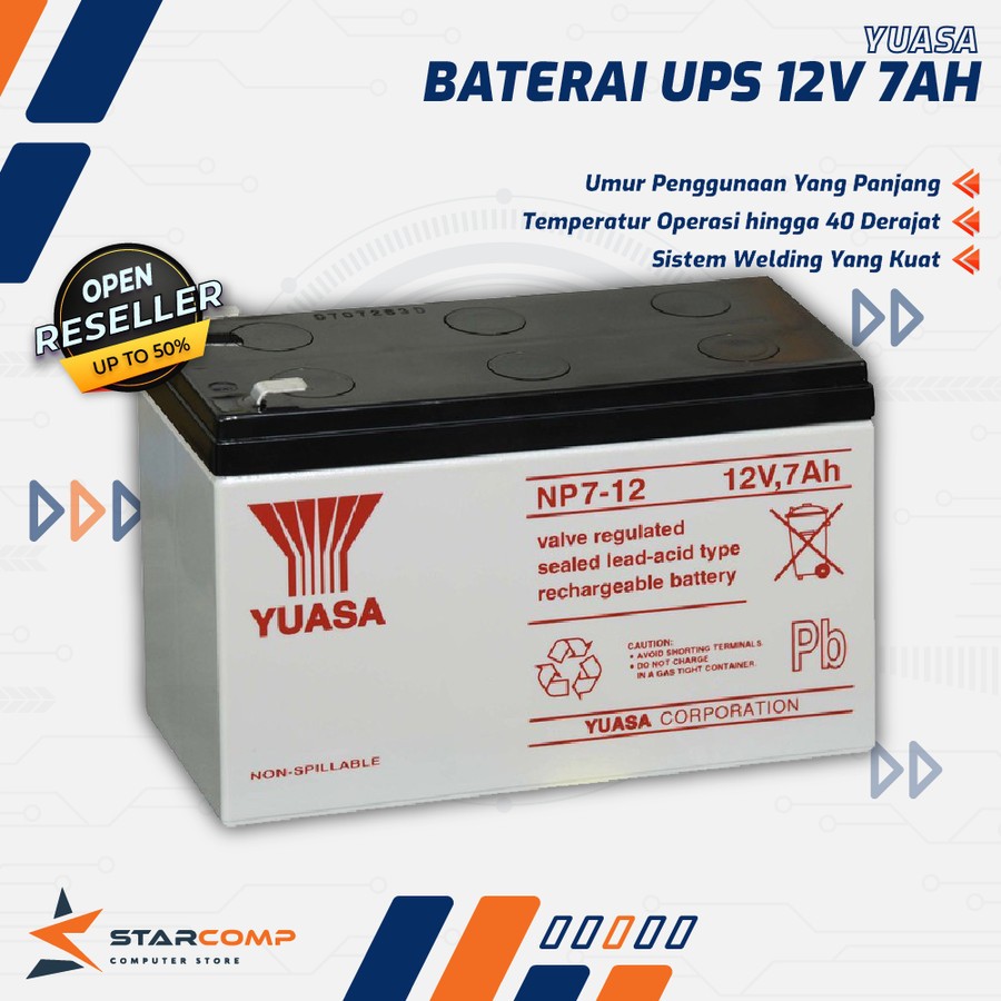 Jual Baterai Aki Kering UPS YUASA NP7-12 12v 7ah Garansi Resmi (Original) | Shopee Indonesia