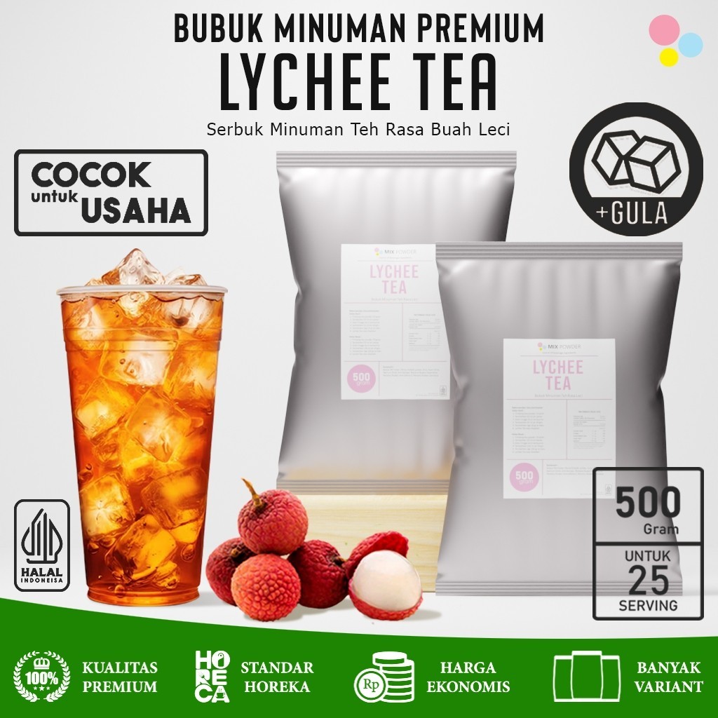 Jual Bubuk Minuman Rasa Lychee Tea Powder 500 Gram Minuman Bubuk Teh ...
