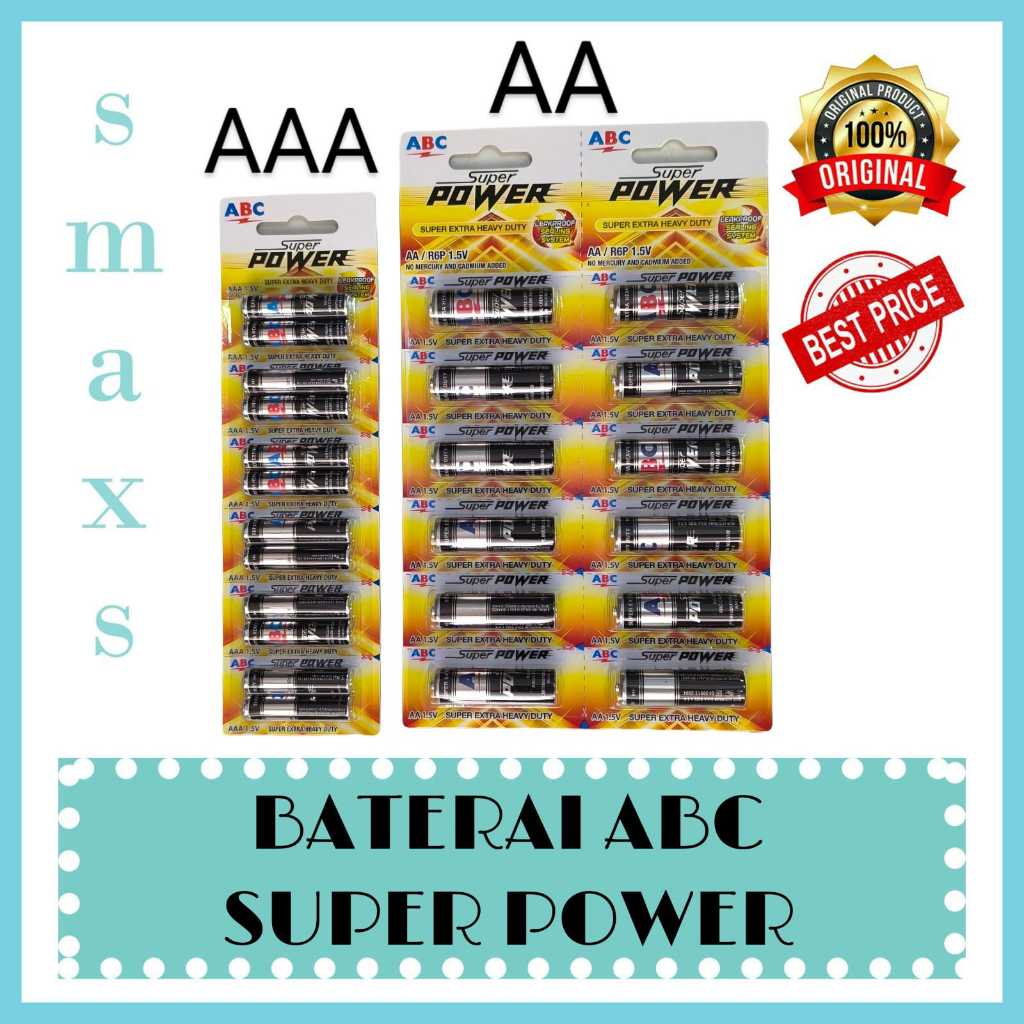 Jual Baterai ABC AA / AAA Super Power hitam 12 PCS | Shopee Indonesia