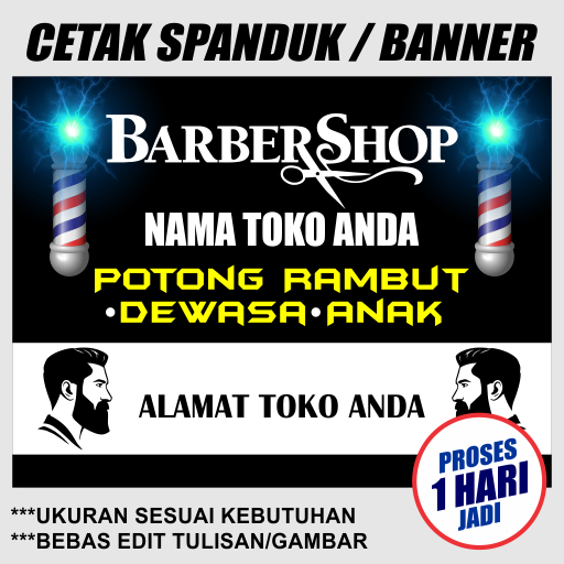 Jual cetak spanduk banner barbershop benner pangkas rambut custom ...