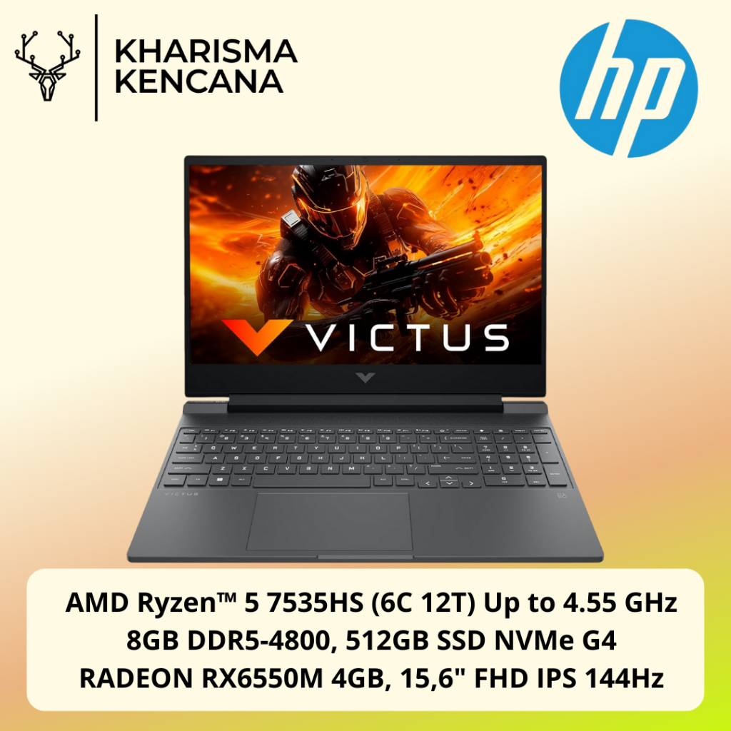 Jual HP VICTUS 15 FB2063DX RYZEN 5 7535HS 8GB 512GB RADEON RX6550M 4GB ...