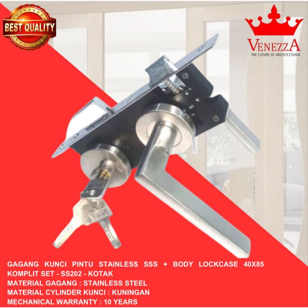 Jual Lever Handle Mortise Lock 40x85/Tarikan Pintu Lockase Komplit Set ...
