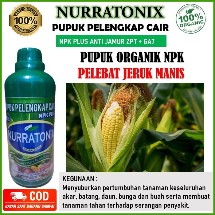 Jual NURRATONIX pupuk pelebat jagung paling ampuh - PUPUK PELENGKAP CAIR NPK PLUS ANTI JAMUR ZPT ...