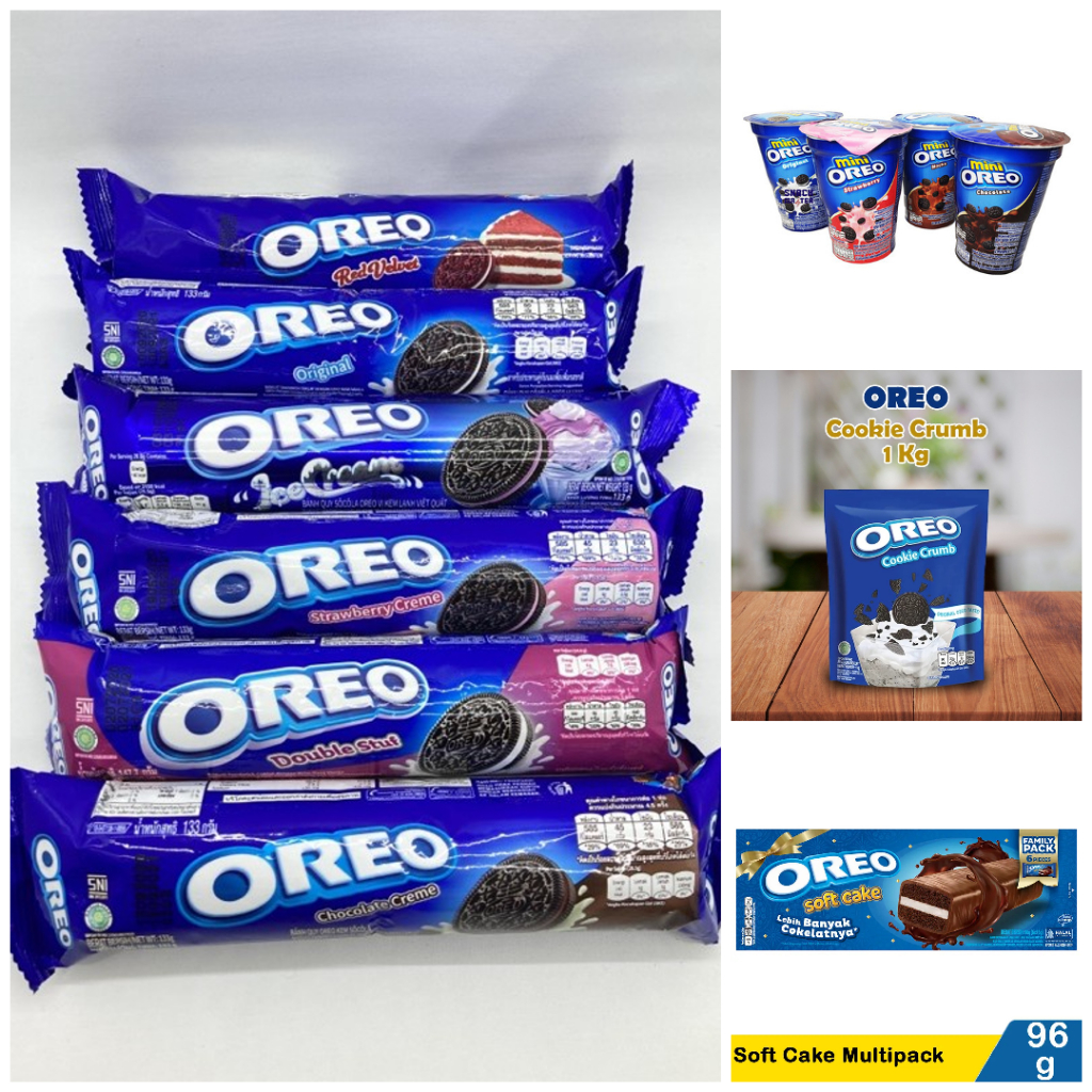 Jual oreo varian kemasan rasa cookie crumble remahan biskuit wafer ...