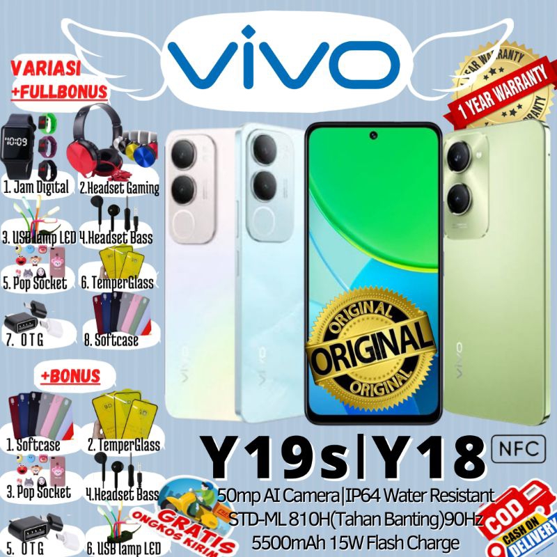 Jual VIVO Y19s | VIVO Y18 4/64 - 4/128 - 6/128 Ram Upto 12GB - 50MP AI CAMERA 100% ORI GARANSI ...