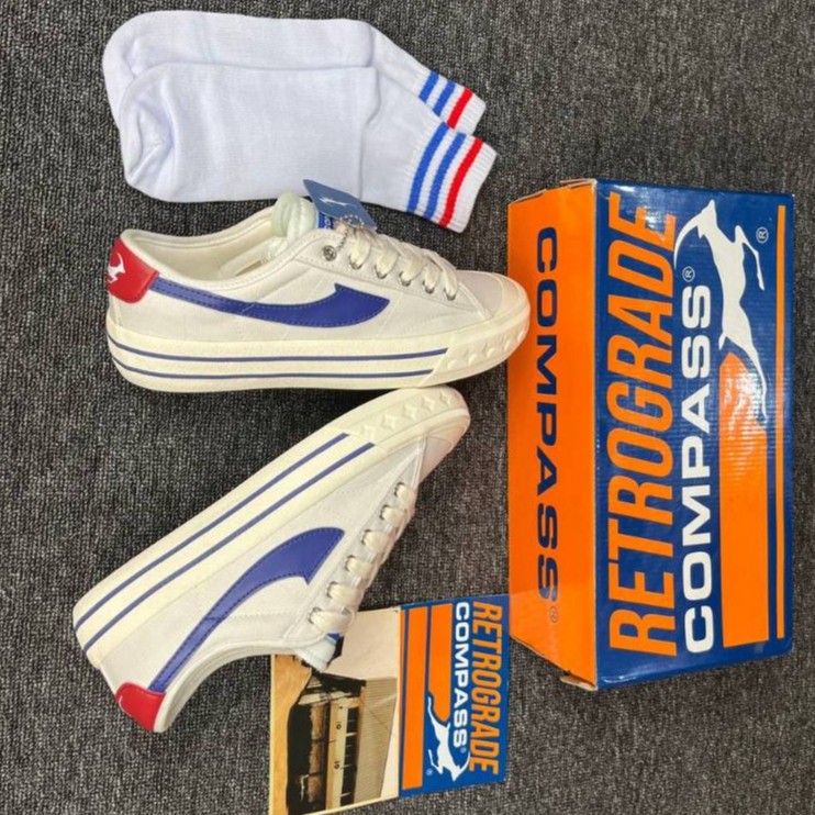 Jual [ORIGINAL 100%] SEPATU COMPASS RETROGRADE LOW BLACKWHITE/CREAM ...