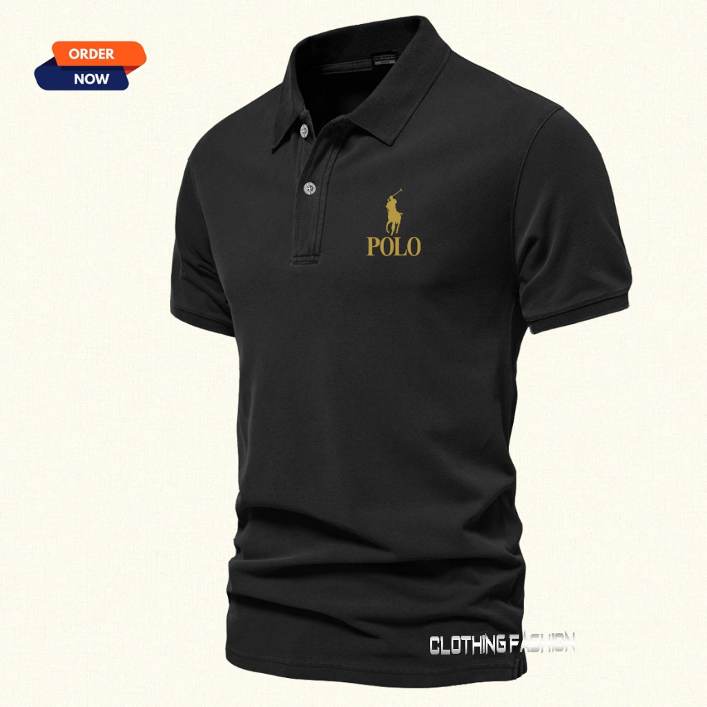 Jual T-shirt Kaos POLO Kerah Logo Polo Text Gold Polo Kerah Unisex Pria ...