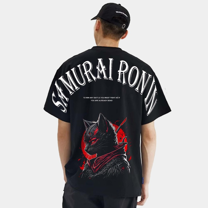 Jual Atasan kaos pria distro cat samurai ronin Tshirt kekinian Gambar Kucing Keren Tulisan ...