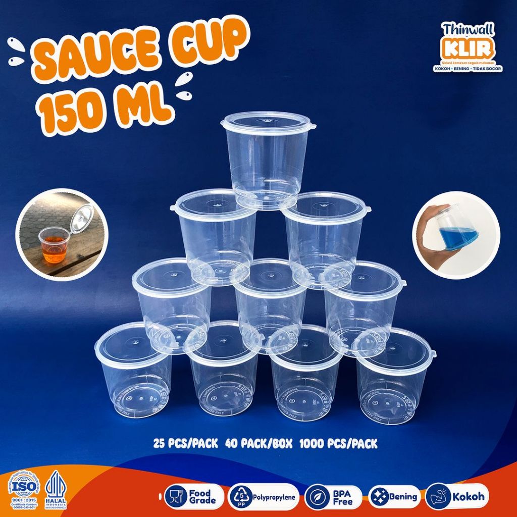 Jual Thinwall Cup Rapat 150ml 25pcs Bulat Cup Sambel Cup Puding Plastik ...