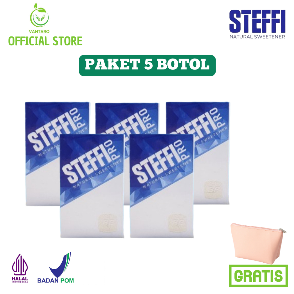 Jual STEFFI PRO - Paket 5 Botol Pengganti Gula Alami Daun Stevia ...