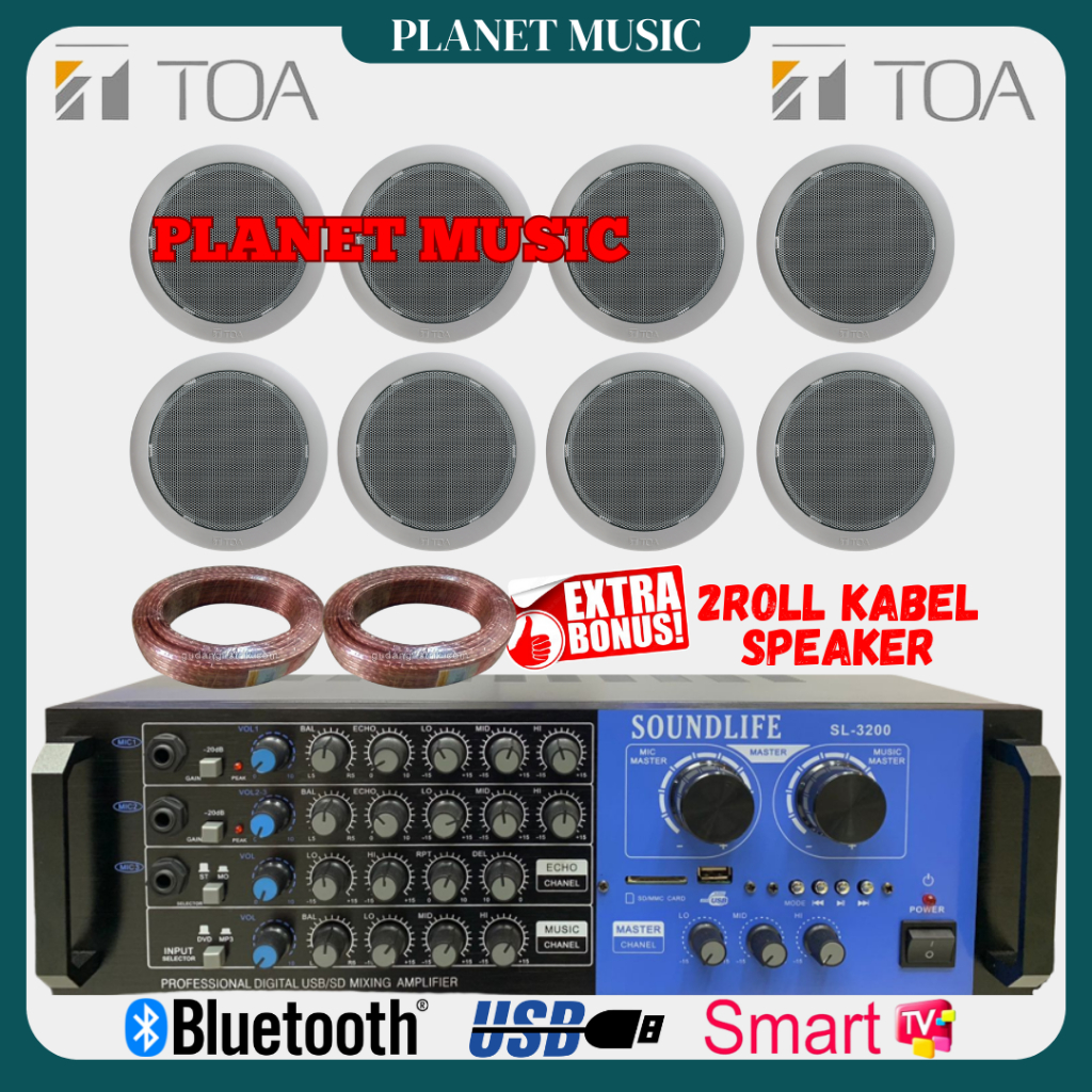 Jual Paket Speaker Ceiling TOA Indoor / Paket Speaker Plafon TOA ( 8 Speaker ) | Shopee Indonesia