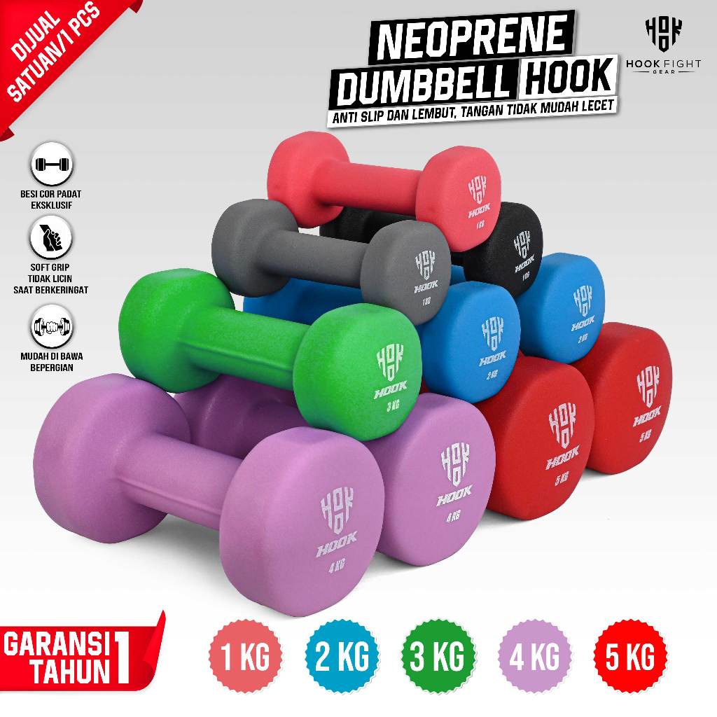 Jual Dumbbell Neoprene Hook Alat Fitnes Home Gym Dumble Barble Angkat ...