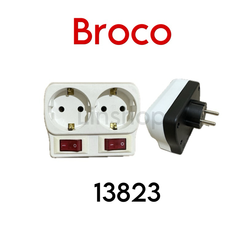 Jual BROCO 13823 ADAPTER STOP KONTAK 2 LUBANG + STEKER + SAKLAR ON OFF ...