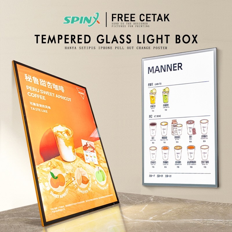 Jual Spin X Tempered Glass Light Box Wall Mount Bahan Kaca Aluminium ...
