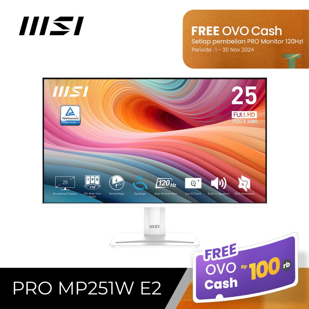Jual MSI PRO MP251 E2 BLACK 25 inch FHD IPS 120Hz 1ms HOME OFFICE ...