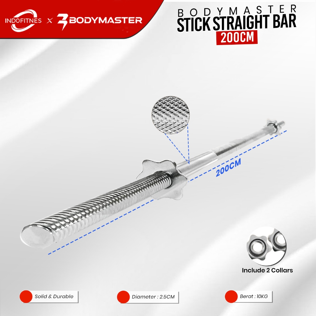 Jual BODYMASTER Stick Straight Bar 200cm Chrome - Stik Lurus Panjang ...