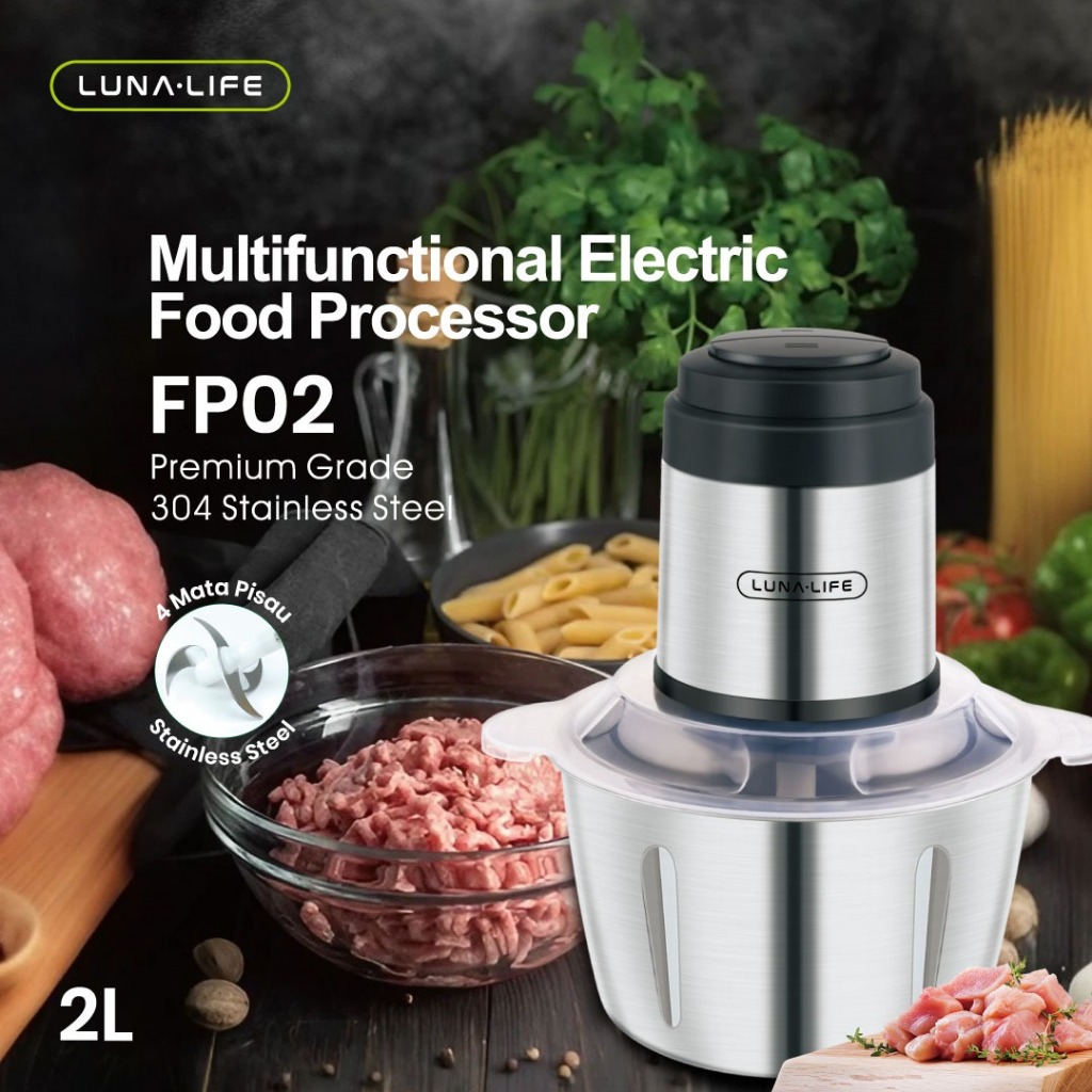 Jual LUNALIFE Food Chopper FP02 Penggiling Daging 2L Stainless Steel ...