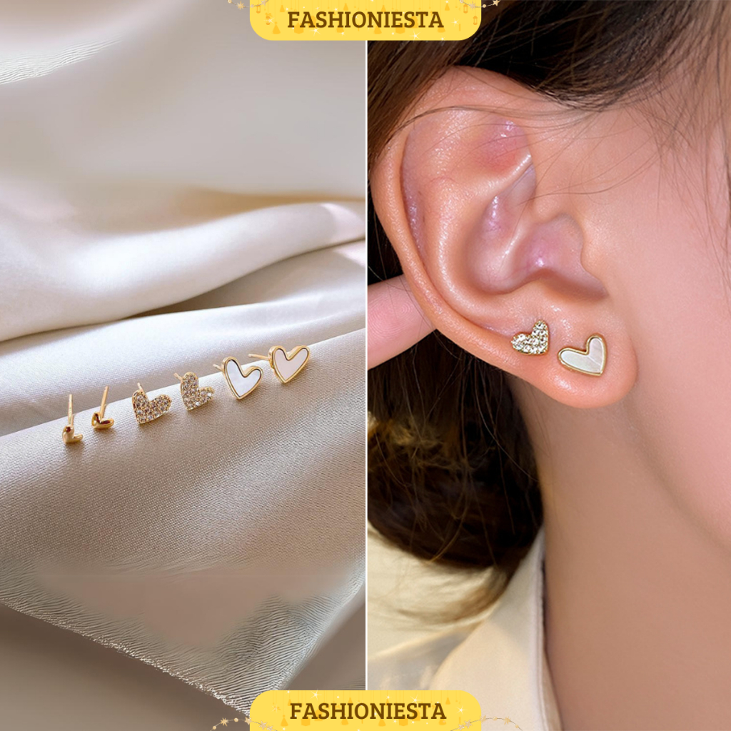 Jual [3 PASANG] Set Anting-Anting Love Unik Anti Karat S925 Aksesoris ...