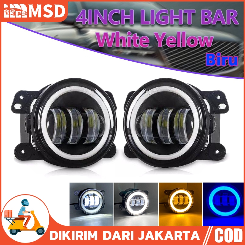 Jual Sepasang Lampu Foglamp Led Daymaker 4 Inch 3 Lensa Full Ring Putih ...