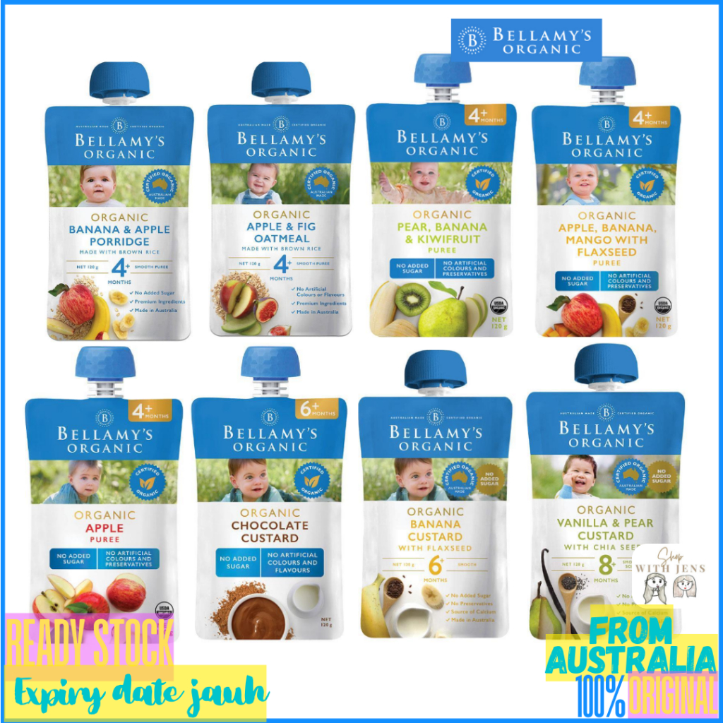 Jual Bellamy's Organic 4+ 6+ 8+ Months Baby Puree Pouch Makanan Bayi ...