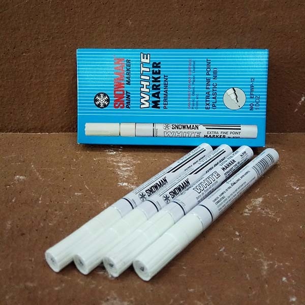 Jual spidol putih snowman EFWP-12 original satuan / spidol warna putih ...