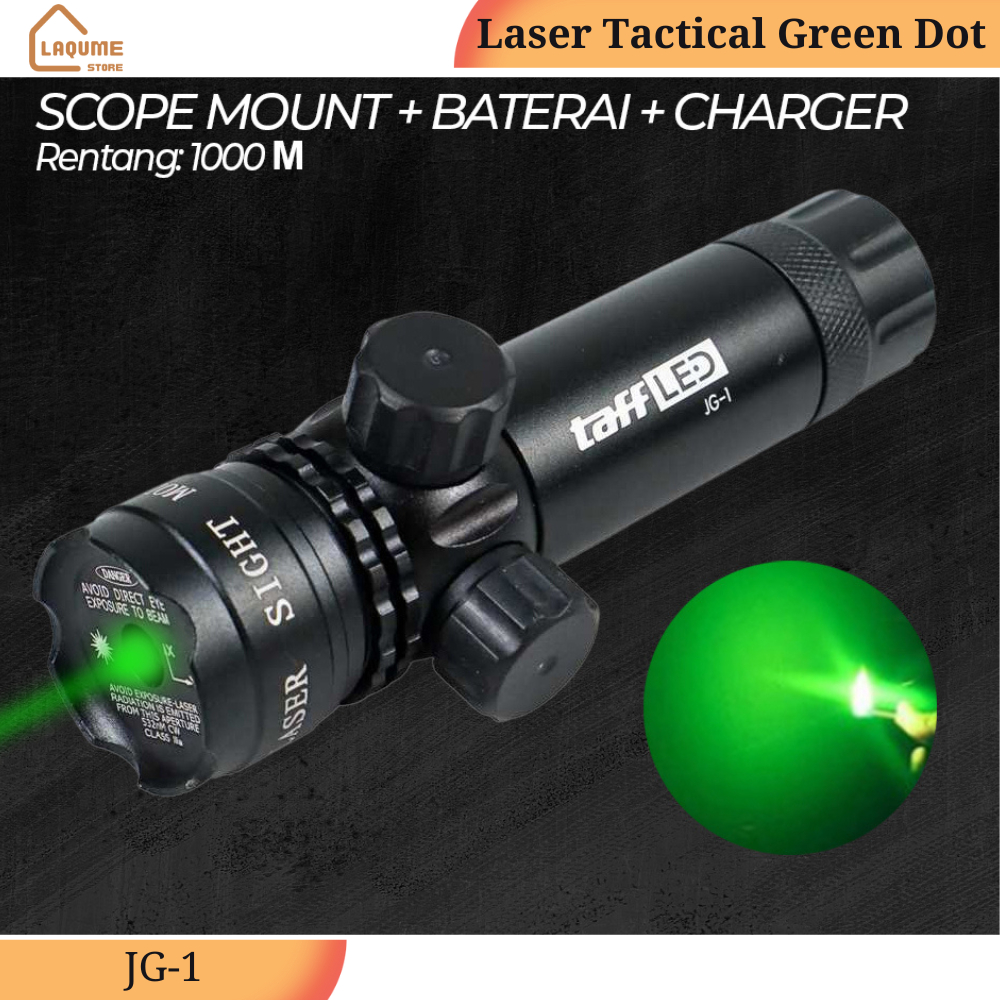 Jual Laser Senapan/Tactical Green Dot Laser Gun Scope Mount Airsoft Rifle Mount Baterai Charger ...