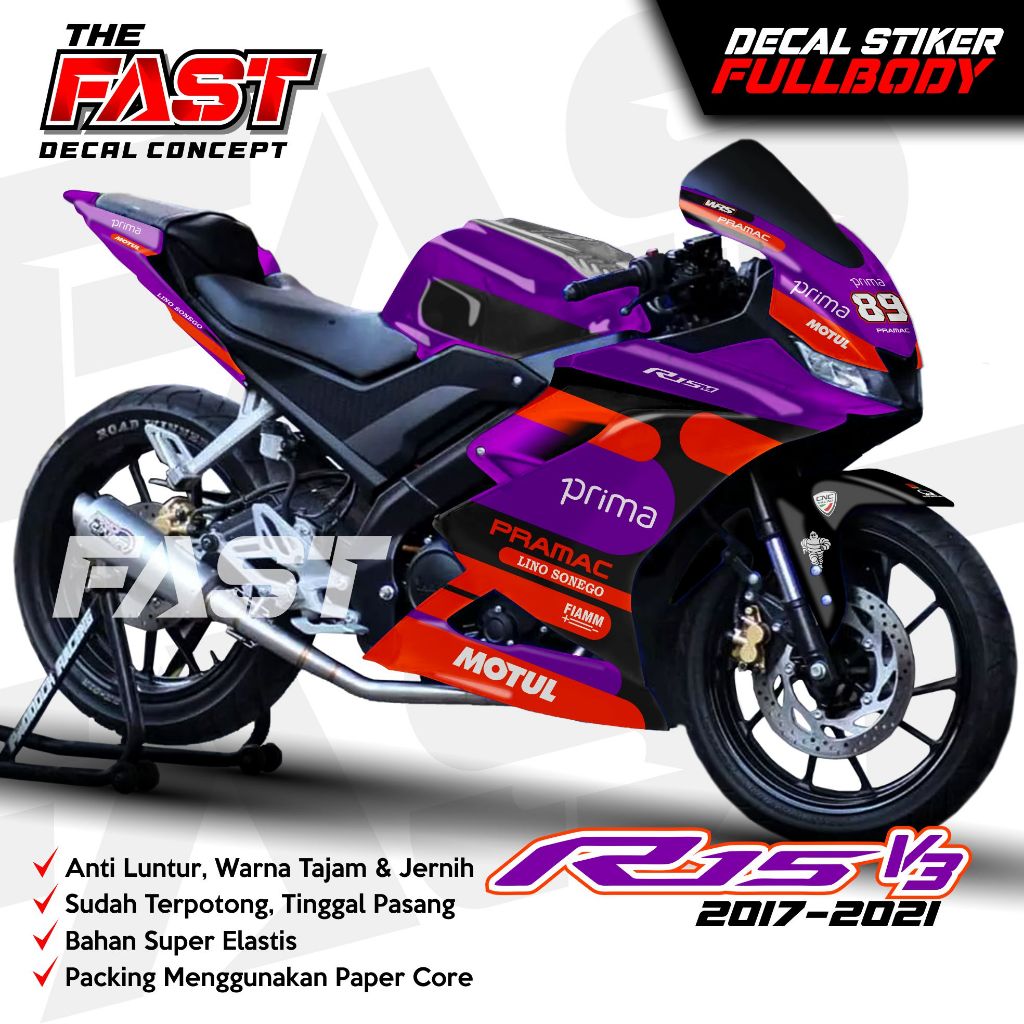 Jual TERBARU Decal R15 V3 Full Body Ducati PRAMAC PRIMA Stiker R15 V3 ...