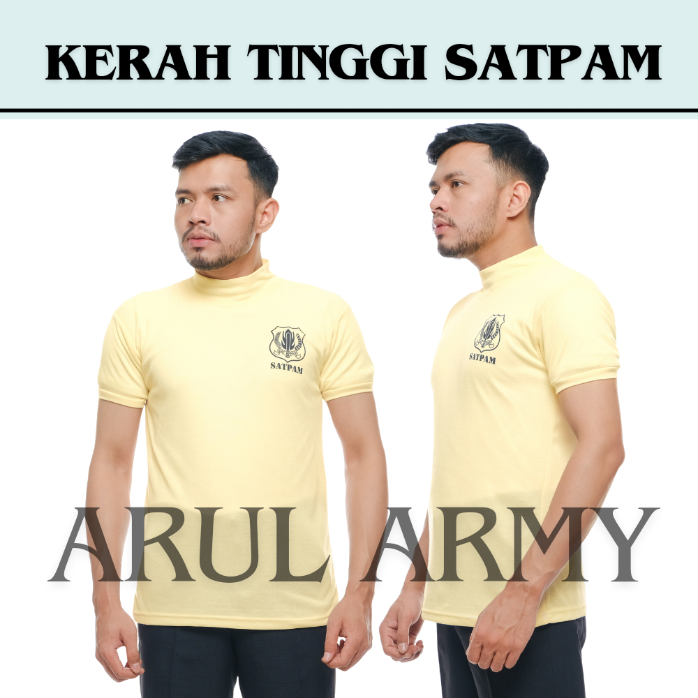 Jual COD! Baju Kaos Satpam Security Krem Cream Kerah Tinggi Terbaru Kaos Dalaman Seragam Satpam ...